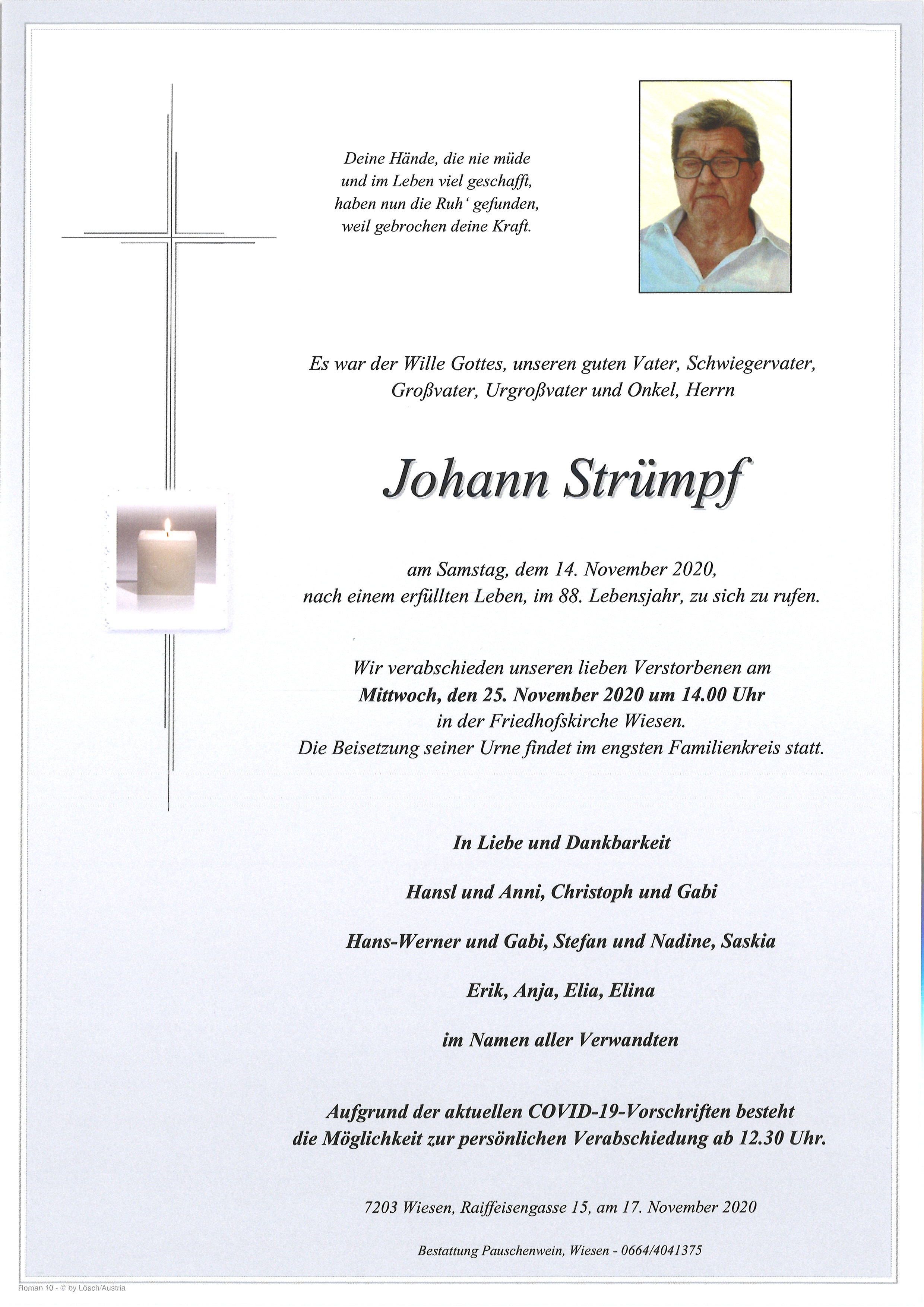 Bestattung Pauschenwein | Johann Strümpf